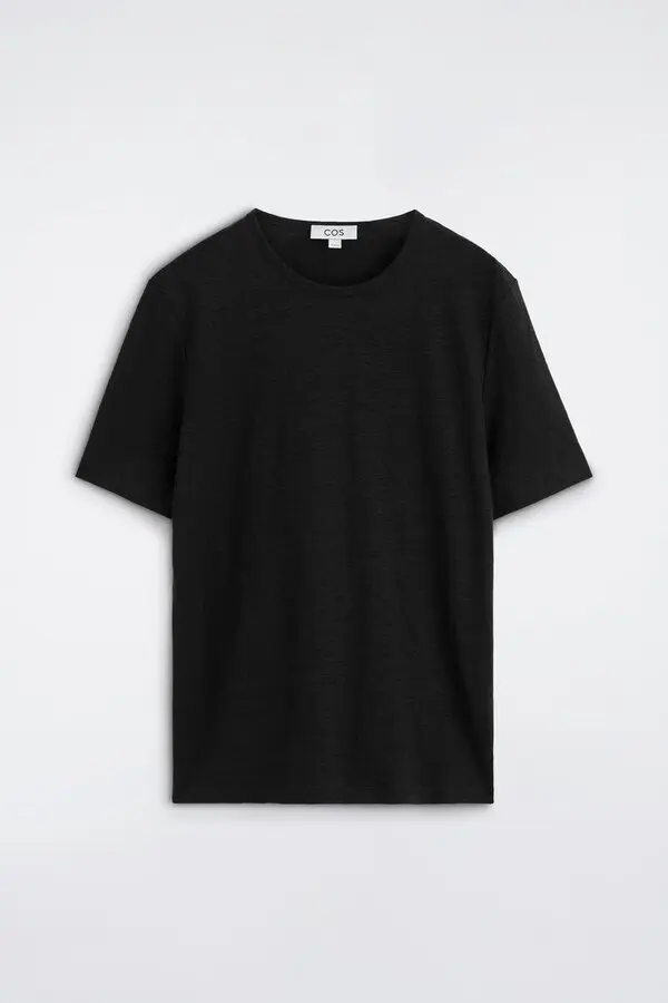 Cos Linen-jersey T-shirt - Black