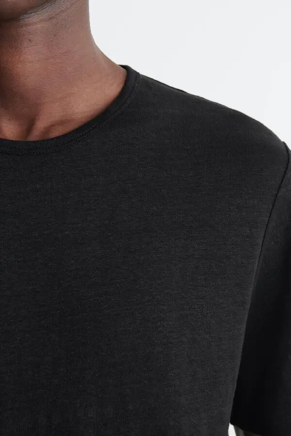 Cos Linen-jersey T-shirt - Black