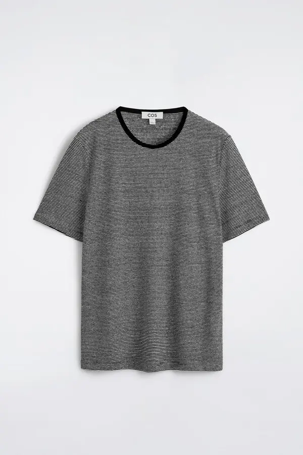 Cos Linen-jersey T-shirt - Black