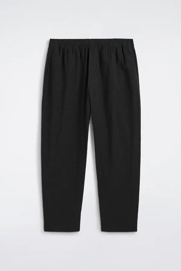 Cos Crinkled Cotton Relaxed-fit Tapered Pants - Black