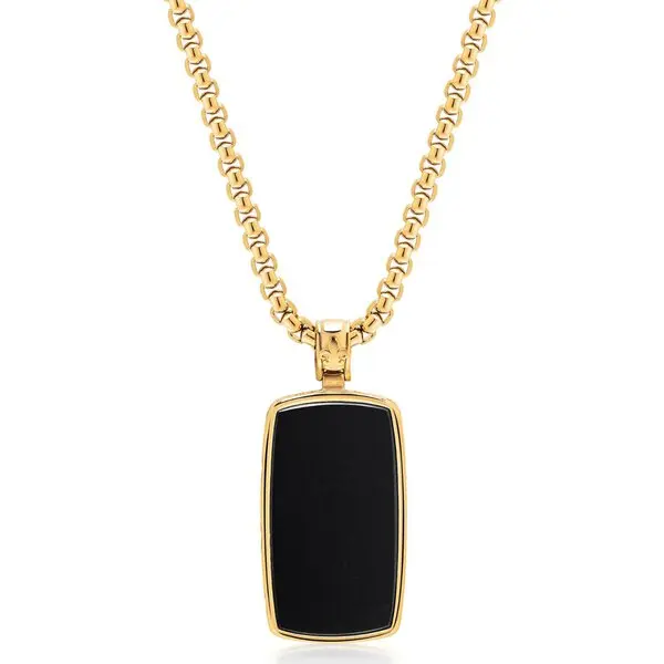 NIALAYA JEWELRY Gold / Black Black Onyx Dog Tag Necklace In Gold - Gold/black