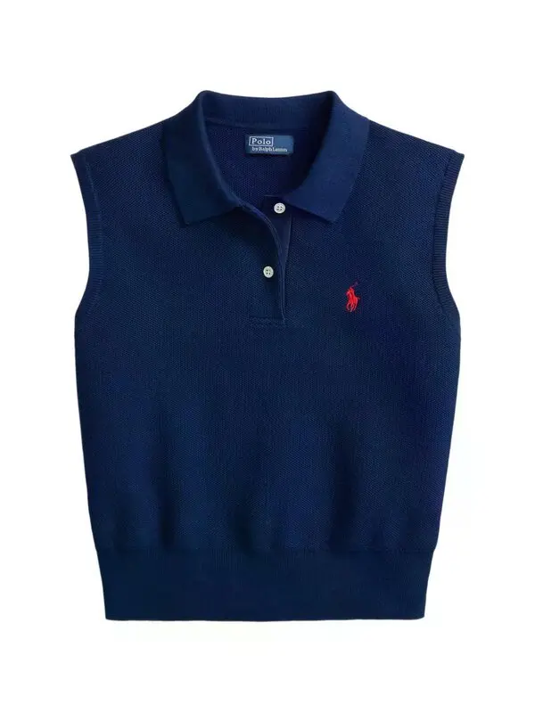 Polo Ralph Lauren Cropped Sleeveless Sweater - Blue