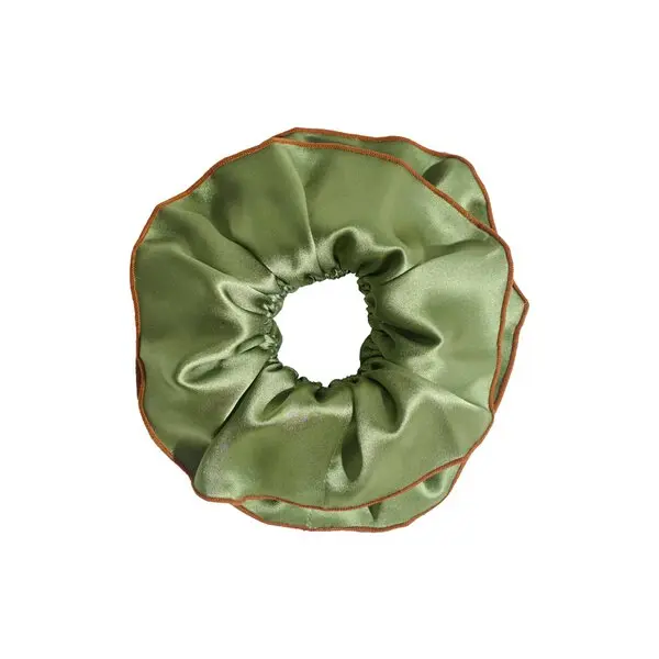 LOST PATTERN Maxi Flower Double-layer Silk Scrunchie - Green