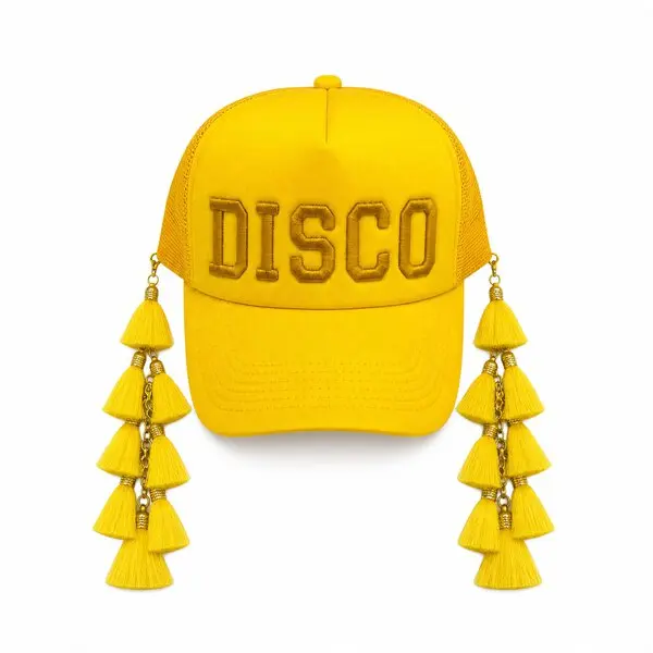 JULIA CLANCEY Disco Tassel Trucker Cap - Yellow