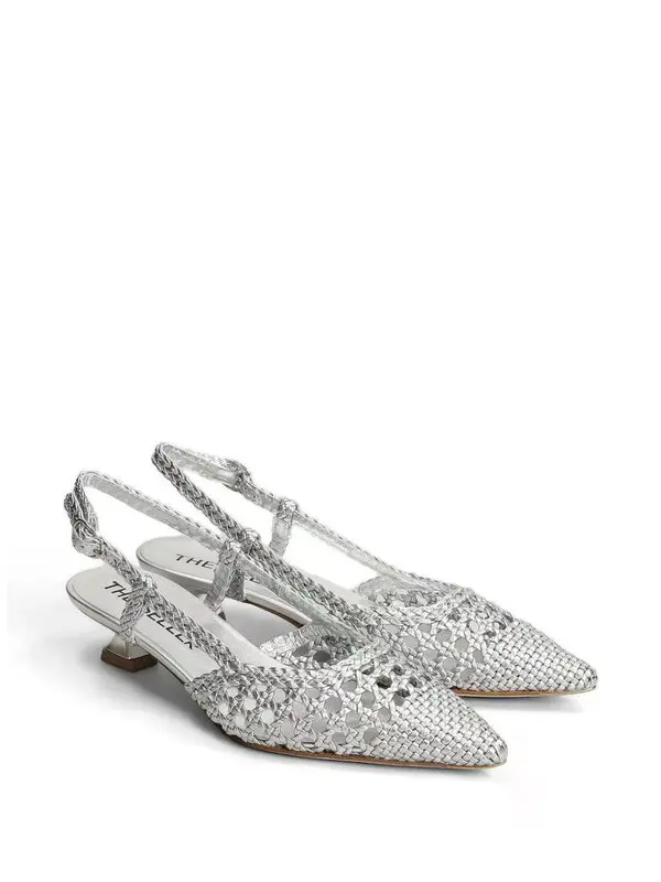 THE SELLER Woven Leather Slingback Pumps