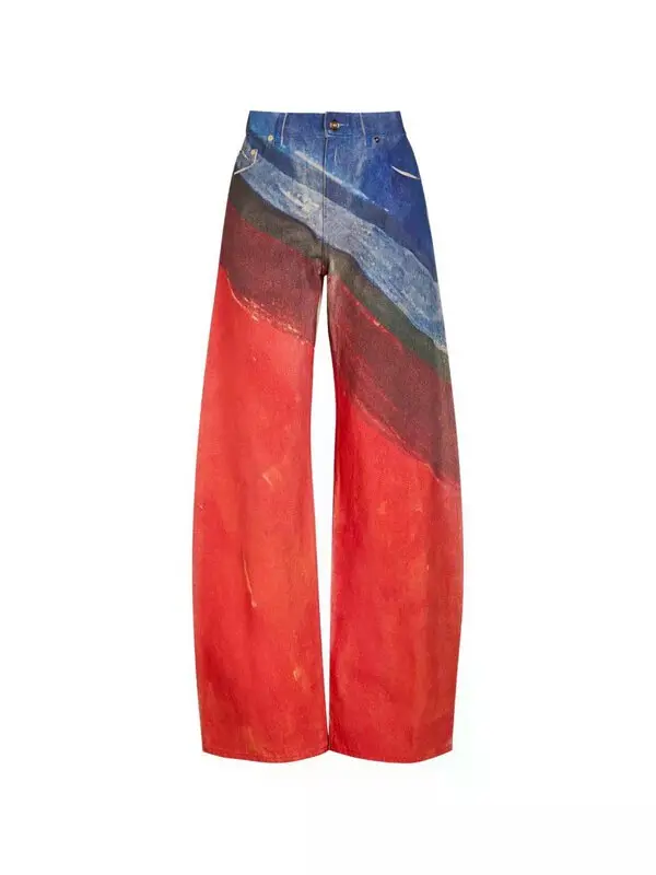 Gabriela Hearst Abstract Print Wide Leg Jeans - Red