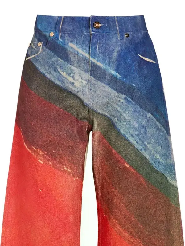 Gabriela Hearst Abstract Print Wide Leg Jeans