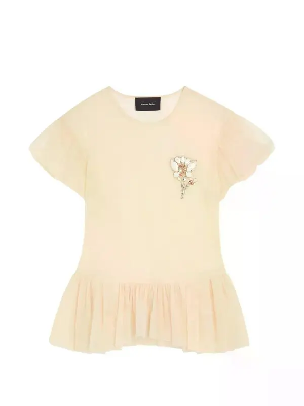 Simone Rocha Embellished Organza Blouse - Neutrals