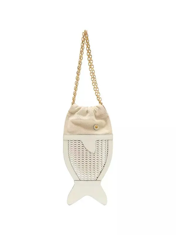 LANCEL Leather Fish Pouch - White