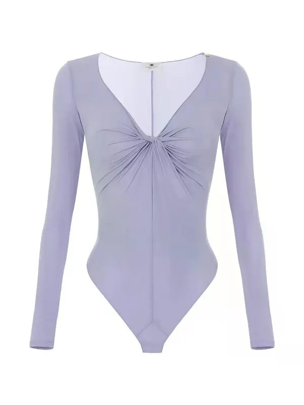 Elisabetta Franchi Draped Bodysuit With Knot Detail - Purple