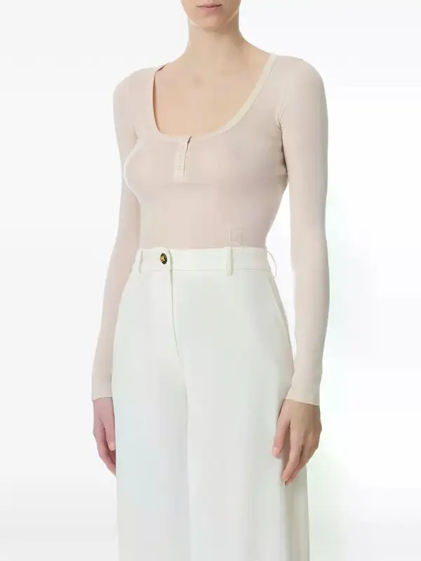 Elisabetta Franchi Long Sleeve Top With Button Detail