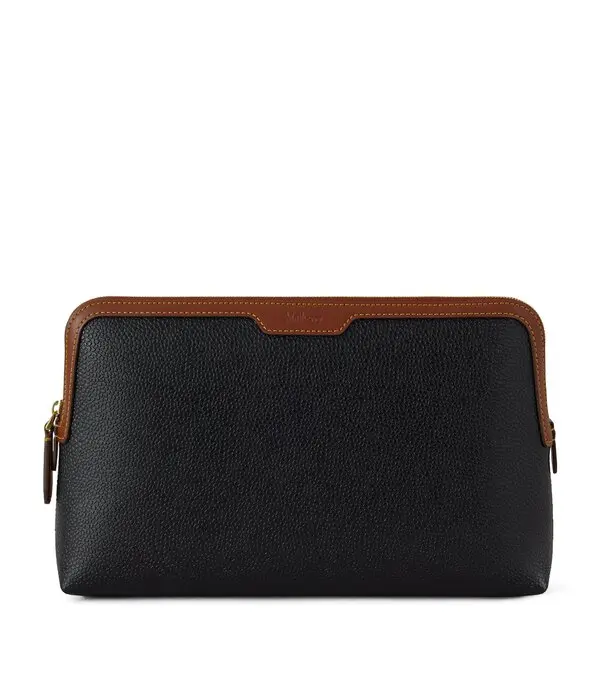 Mulberry Medium Scotchgrain Cosmetic Pouch - Black