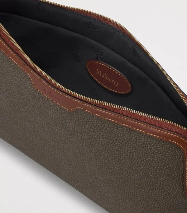 Mulberry Medium Scotchgrain Cosmetic Pouch - Green