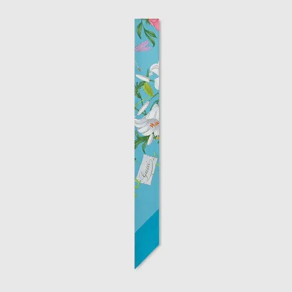 Gucci Printed Silk Twill Ribbon - Blue