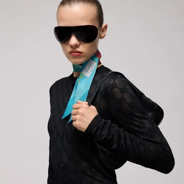 Gucci Printed Silk Twill Ribbon - Blue