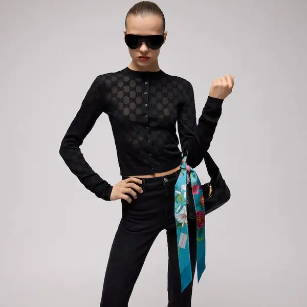Gucci Printed Silk Twill Ribbon - Blue