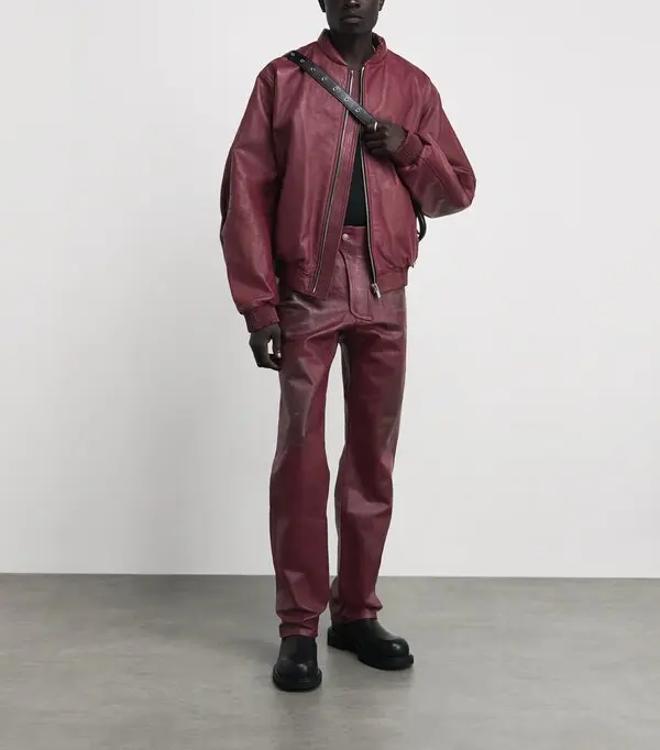424 Grained Leather Moto Trousers