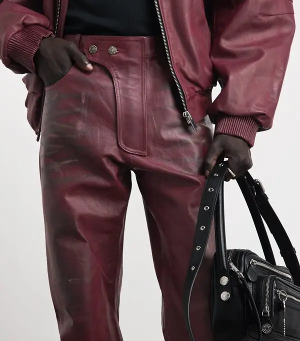 424 Grained Leather Moto Trousers