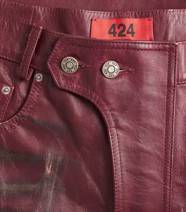 424 Grained Leather Moto Trousers