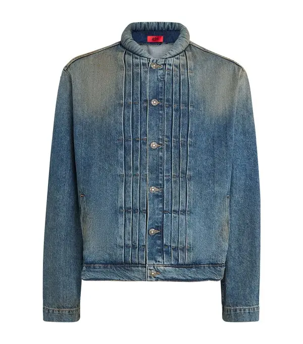 424 Collection Trucker Denim Jacket With Stand Collar
