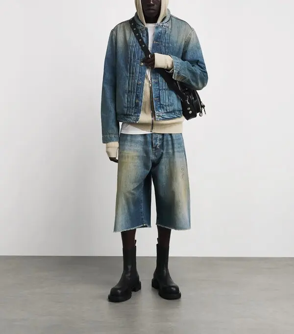 424 Collection Trucker Denim Jacket With Stand Collar