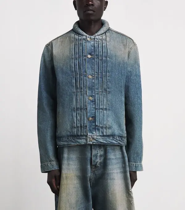 424 Collection Trucker Denim Jacket With Stand Collar