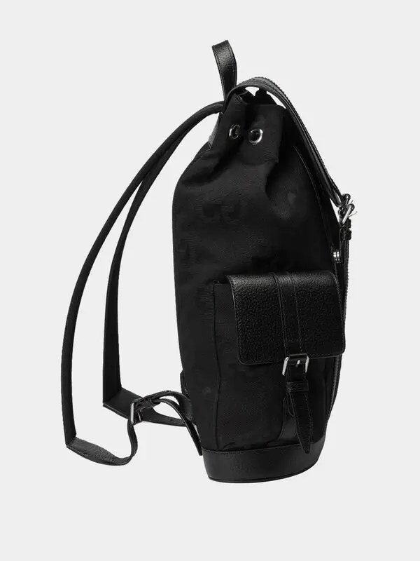 Gucci Jumbo Gg Canvas Leather Trimmed Backpack