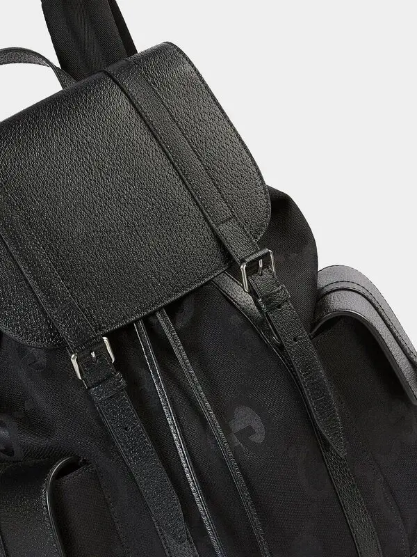 Gucci Jumbo Gg Canvas Leather Trimmed Backpack