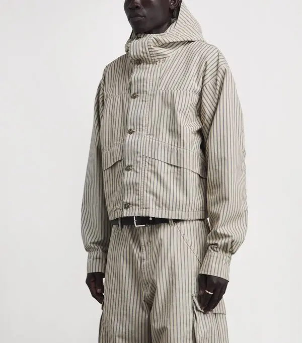 424 Cotton Stripe Cropped Parka Jacket