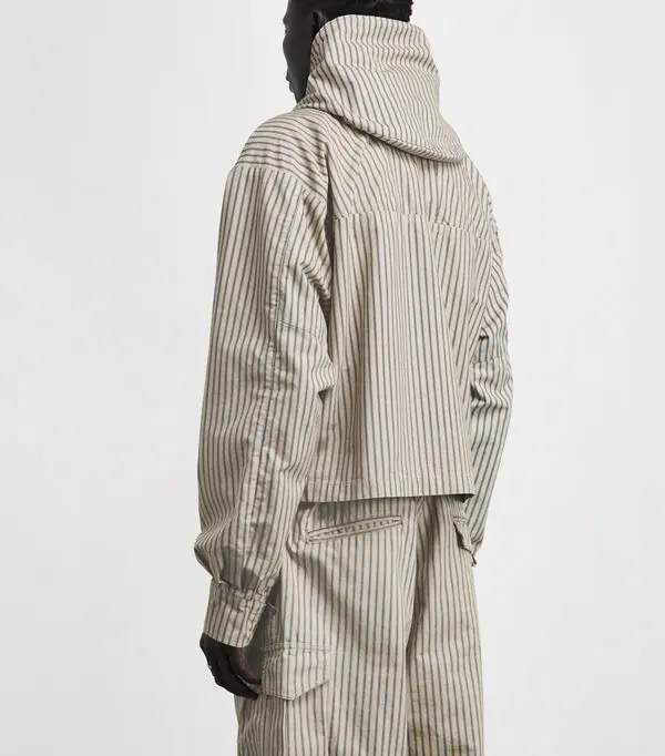 424 Cotton Stripe Cropped Parka Jacket