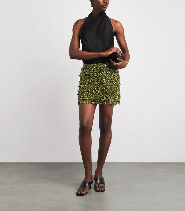 Cult Gaia Idalia Embellished Mini Skirt - Green