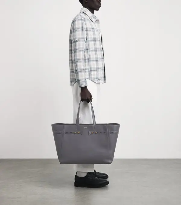 Thom Browne Leather Cabas Tote Bag