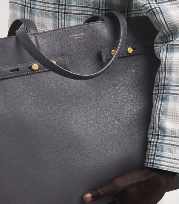 Thom Browne Leather Cabas Tote Bag