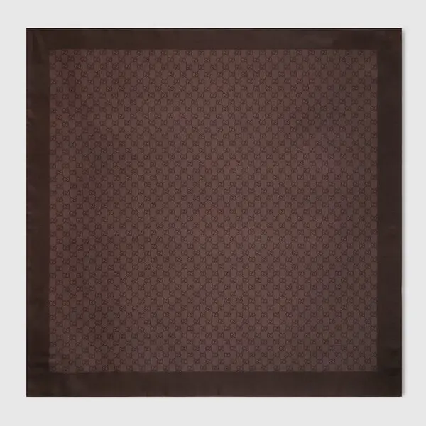 Gucci Gg Silk Twill Jacquard Carr - Brown