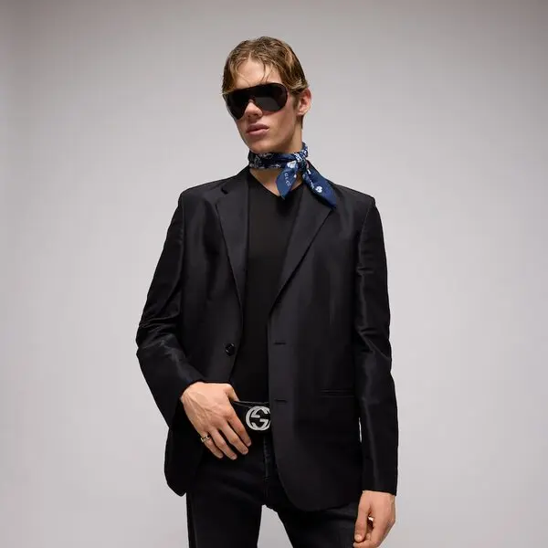 Gucci Cotton Silk Jacquard Pocket Square