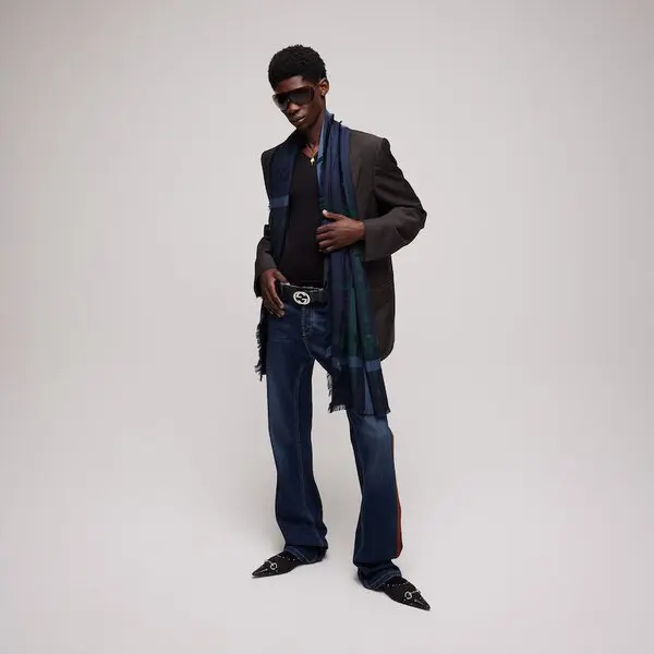Gucci Tartan Cashmere Jacquard Stole