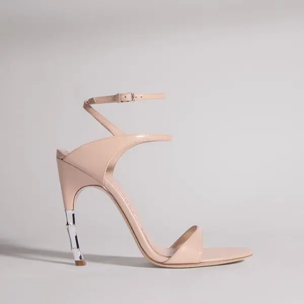 Gucci Castello Leather Sandals With Bamboo Heel - Pink