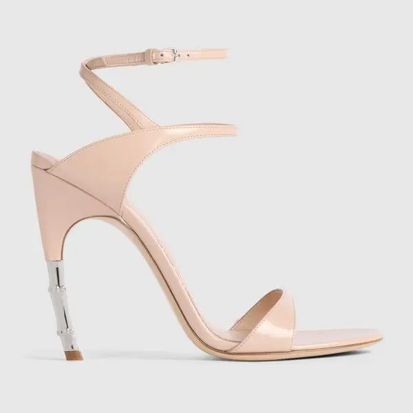 Gucci Castello Leather Sandals With Bamboo Heel - Pink