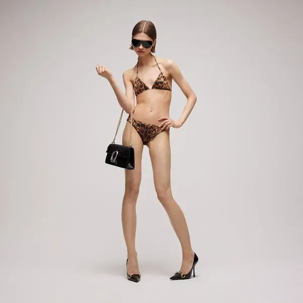 Gucci Printed Stretch Jersey Bikini With Double G Detail - Beige