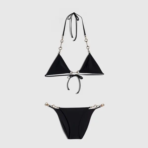 Gucci Stretch Jersey Bikini With Horsebit Detail - Black