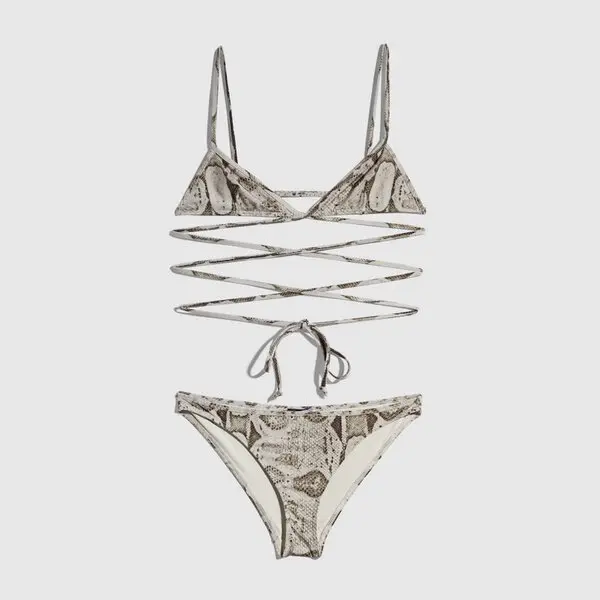 Gucci Python Print Stretch Jersey Bikini - Green