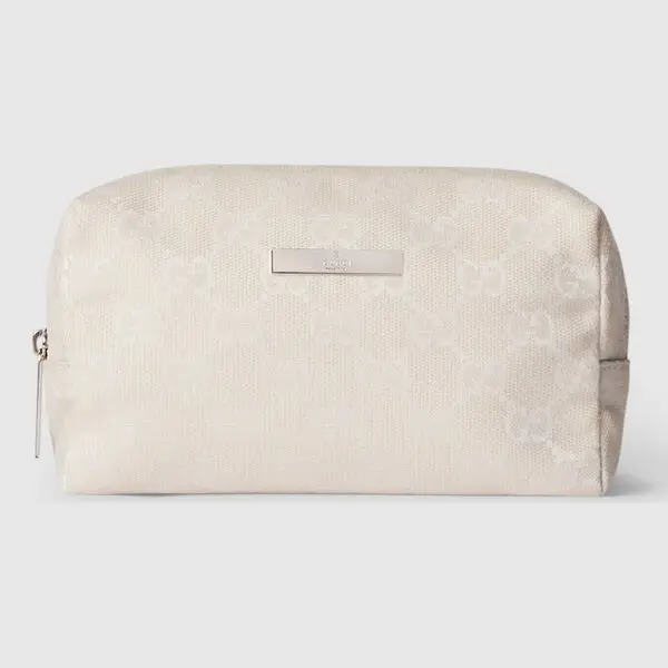 Gucci Medium Cosmetic Case With Plaque Gg Canvas - White