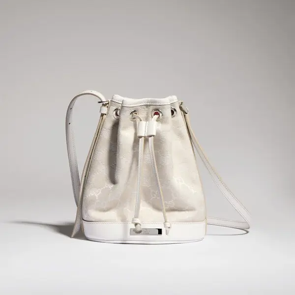 Gucci Mini Bucket Bag With Gg Canvas - White
