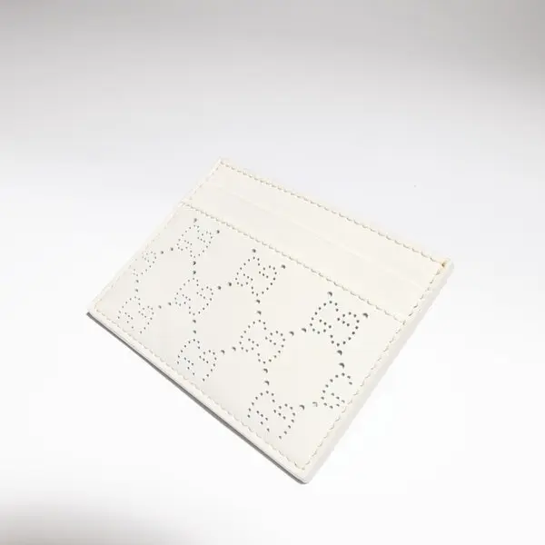 Gucci Perforated Gg Card Case Leather