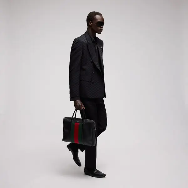 Gucci Mega Web Trademark Medium Leather Briefcase