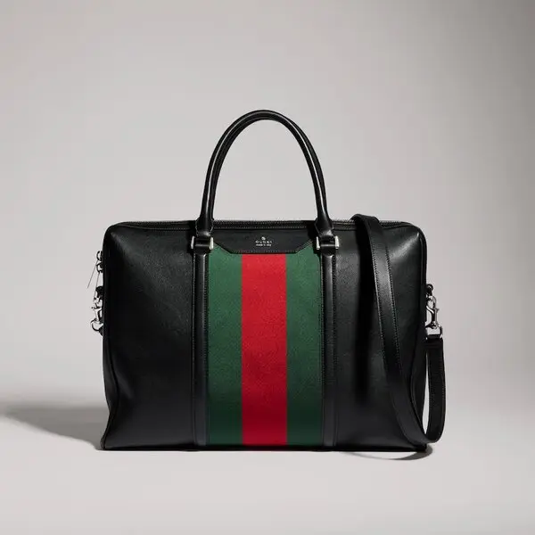 Gucci Mega Web Trademark Medium Leather Briefcase
