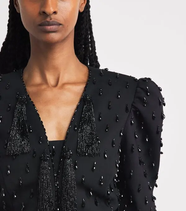 Carolina Herrera Tasseled Embellished Cropped Jacket