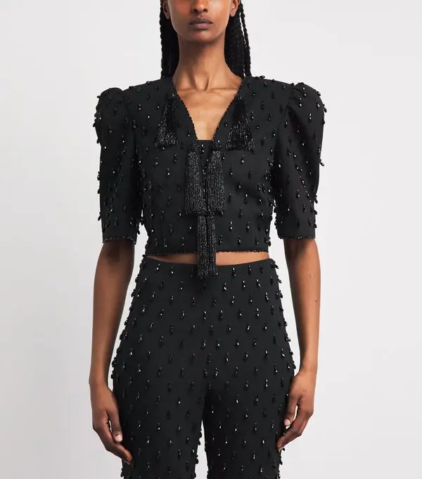 Carolina Herrera Tasseled Embellished Cropped Jacket