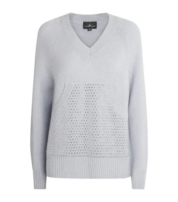 WILLIAM SHARP Cashmere Crystal-embellished V-neck Sweater