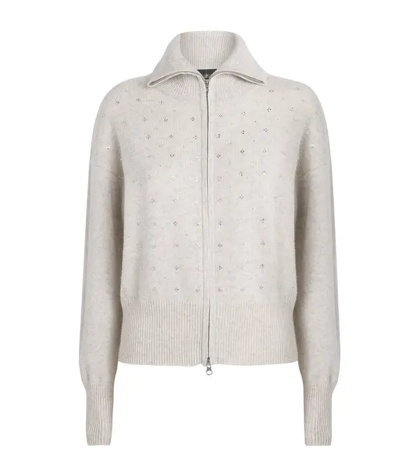 WILLIAM SHARP Cashmere Crystal-embellished Zip-up Bomber Jacket